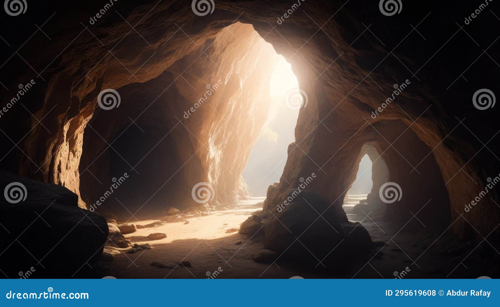 A Mysterious Cave Entrance with a Soft Glow from within Stock ...