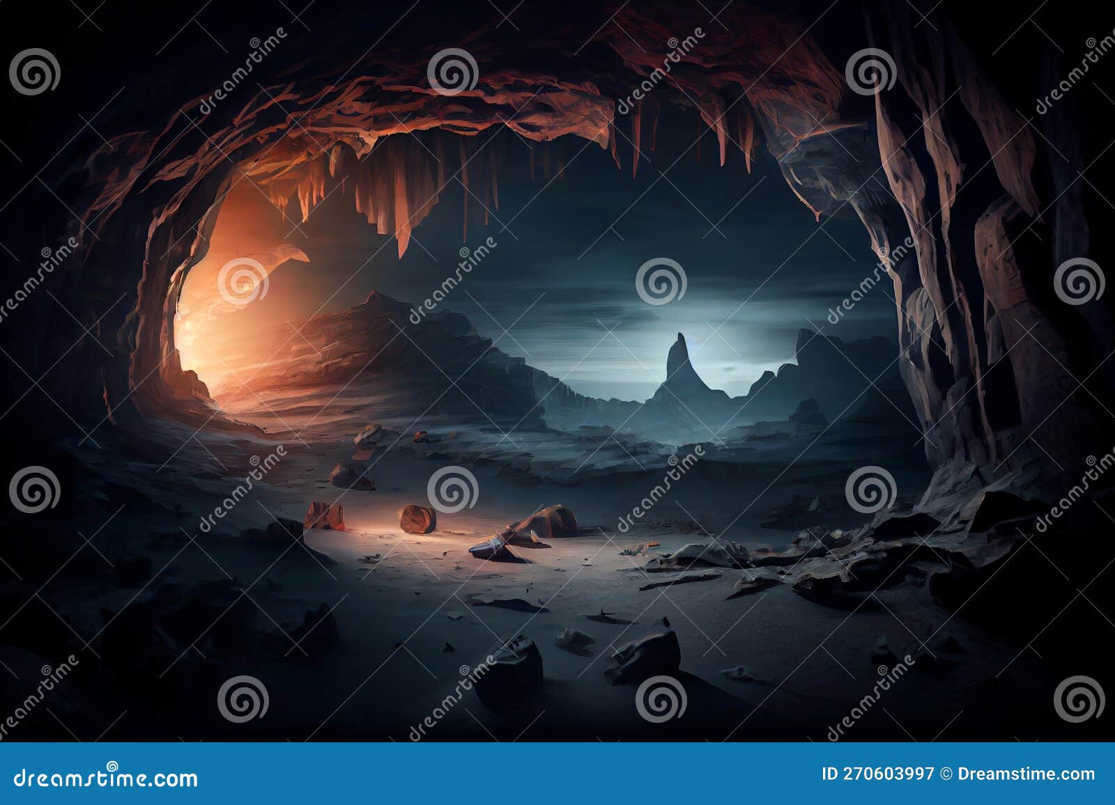 Mysterious Cave. Generative AI Computer Digital Drawing Stock ...