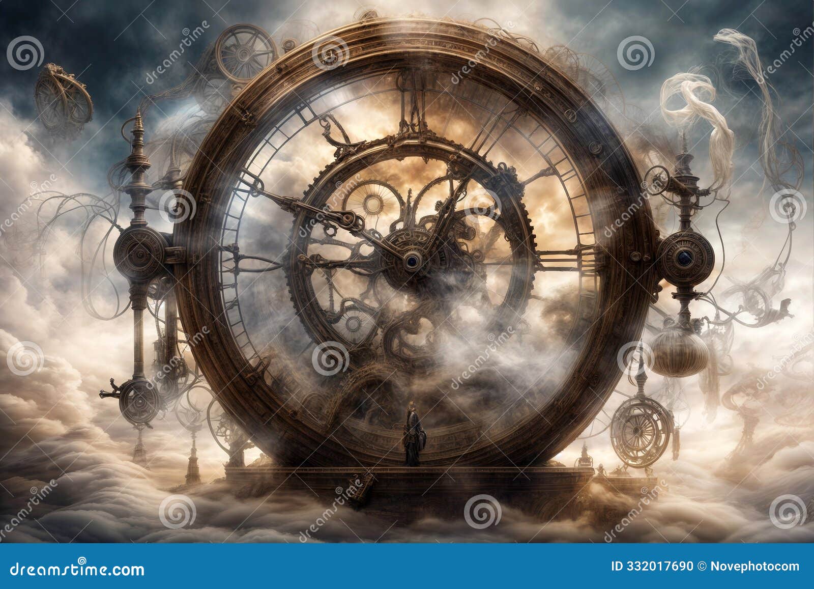 Mysterious Clock. Ancient Clock with a Manuscript Stock Illustration ...