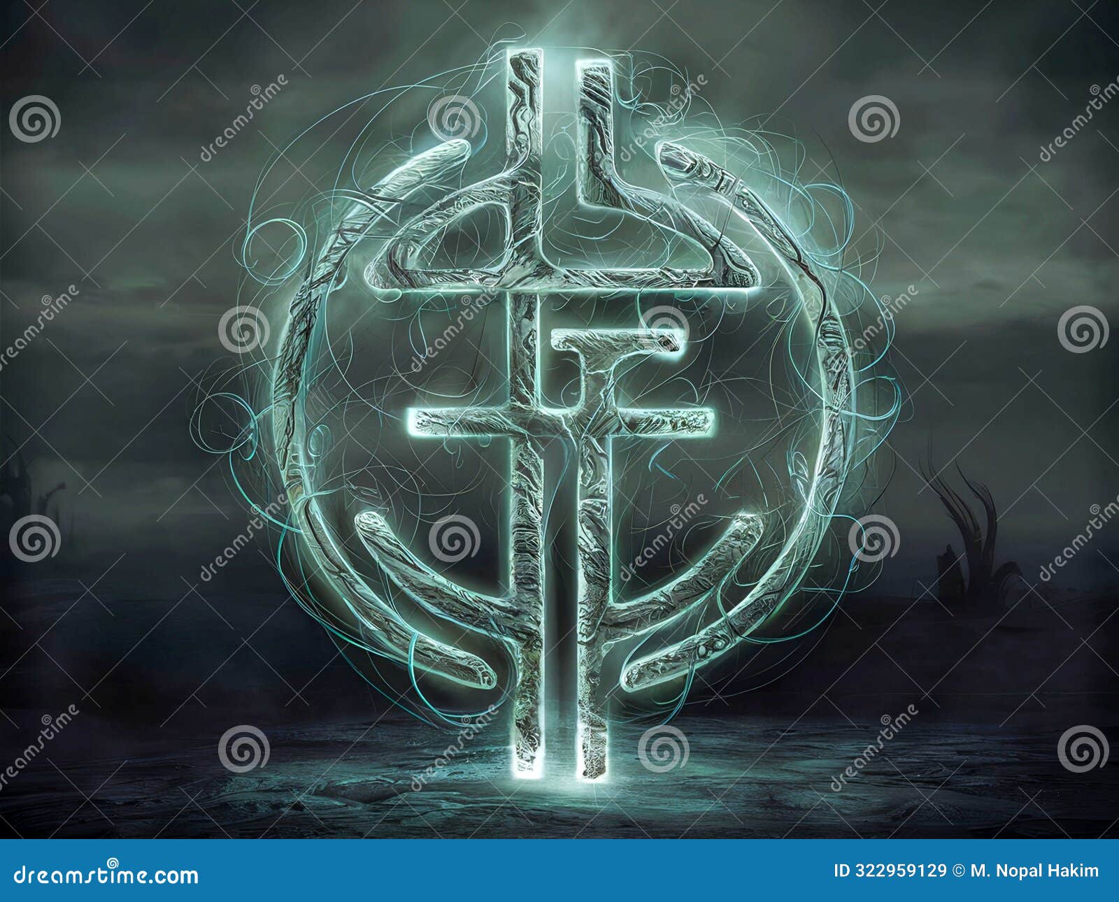 Mysterious and Complex Symbols on Dark Background Stock Illustration ...