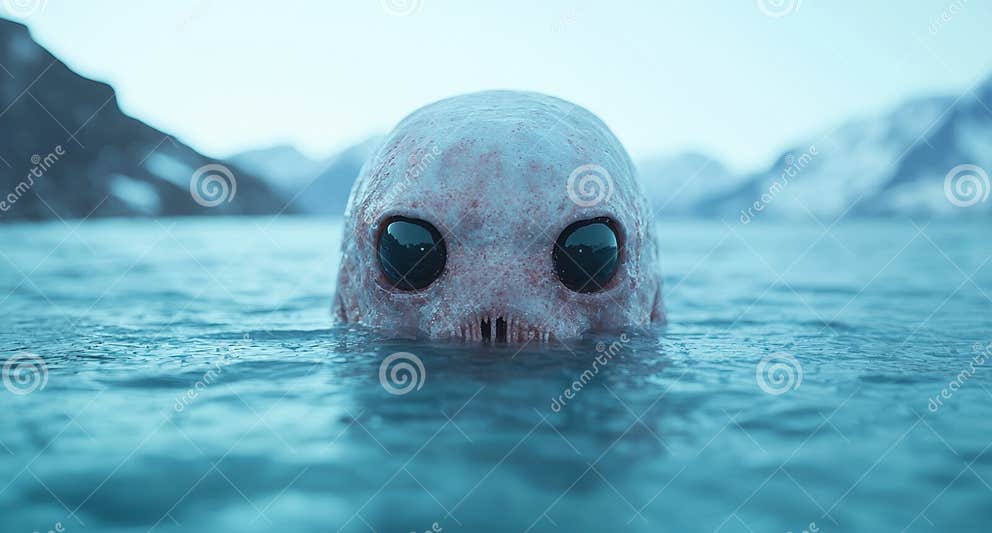 Mysterious Creature Emerging from the Deep Blue Sea Stock Illustration ...