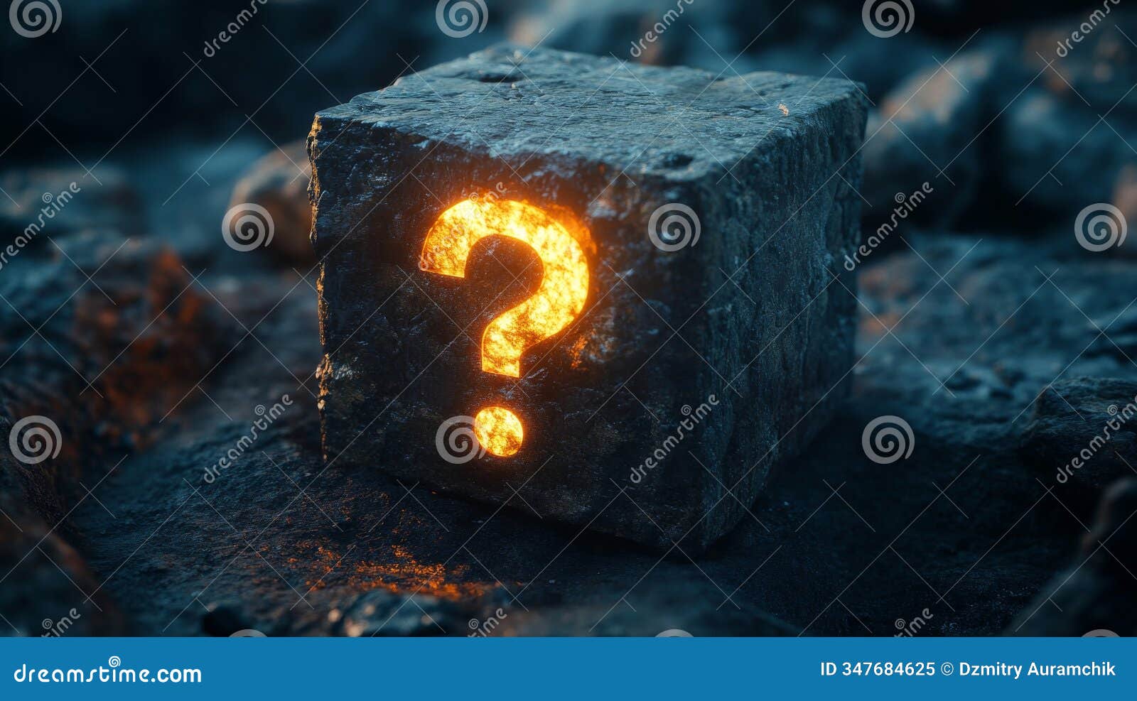 A Mysterious Cube Glows in a Misty Setting, Surrounded by Rocks and a ...