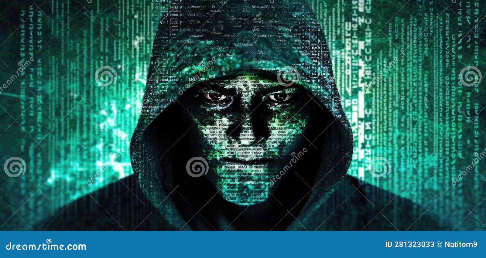 Mysterious Cyber Entity: a Hooded Man AI Generated Stock Illustration ...