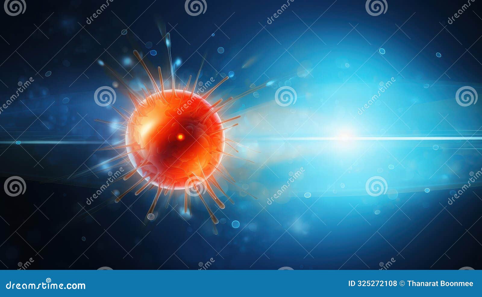 Mysterious Dark Blue Background with Vibrant Orange Bio Elements and ...