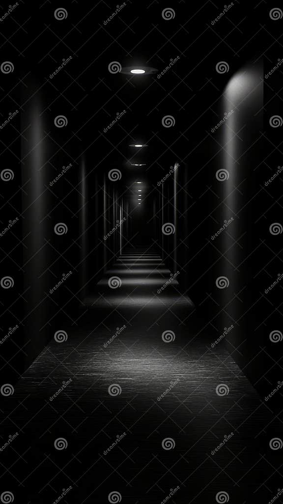 Mysterious Dark Corridor with Dramatic Lighting and Shadows Stock ...