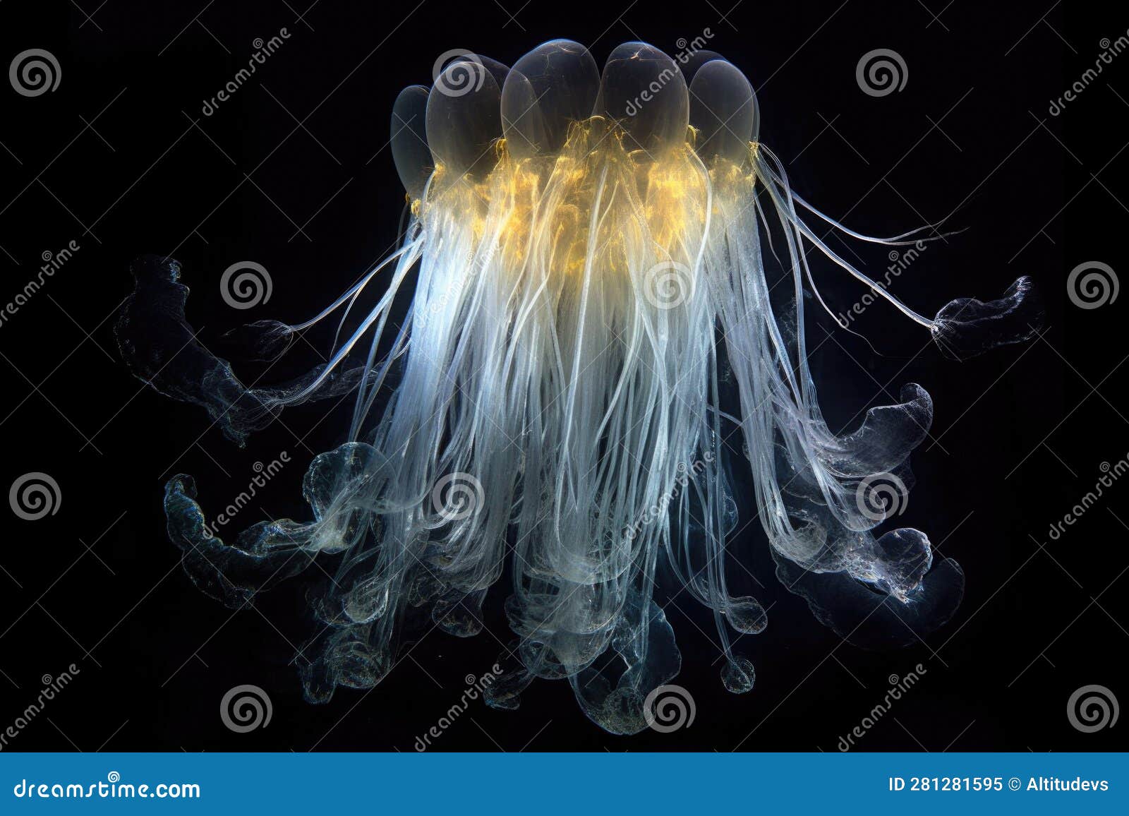 A Mysterious Deep-sea Siphonophore Floating Gracefully Stock ...
