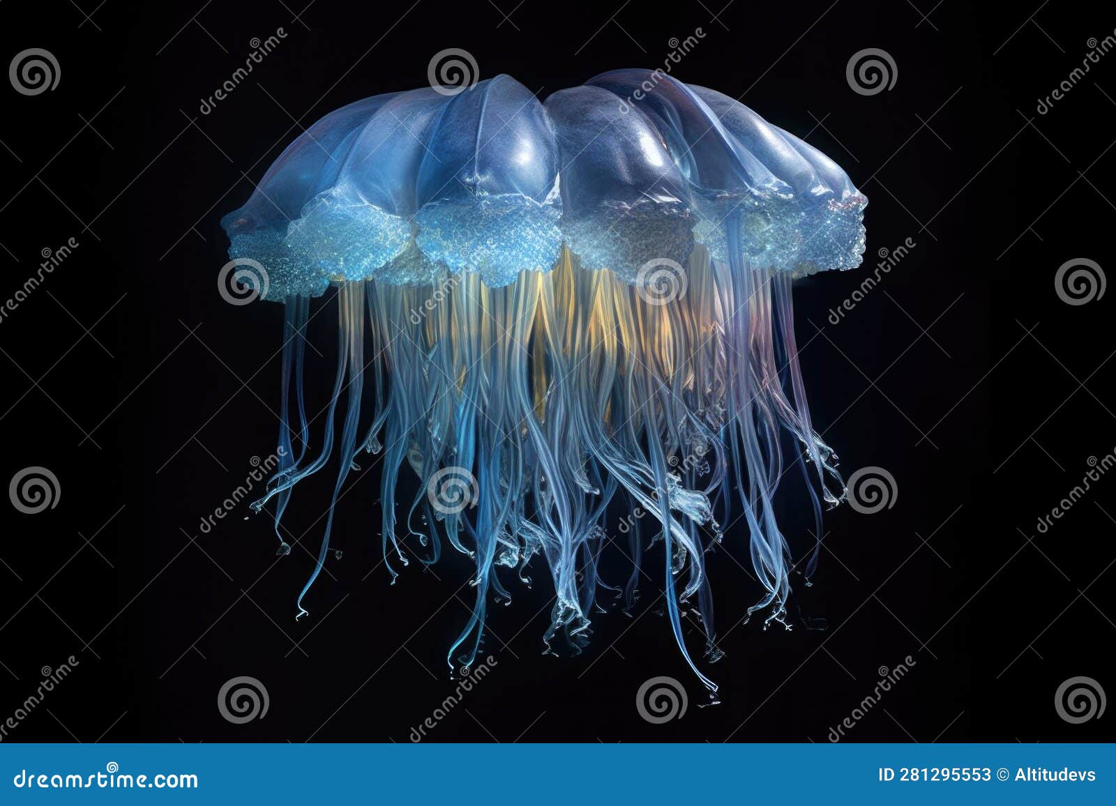 A Mysterious Deep-sea Siphonophore Floating Gracefully Stock ...