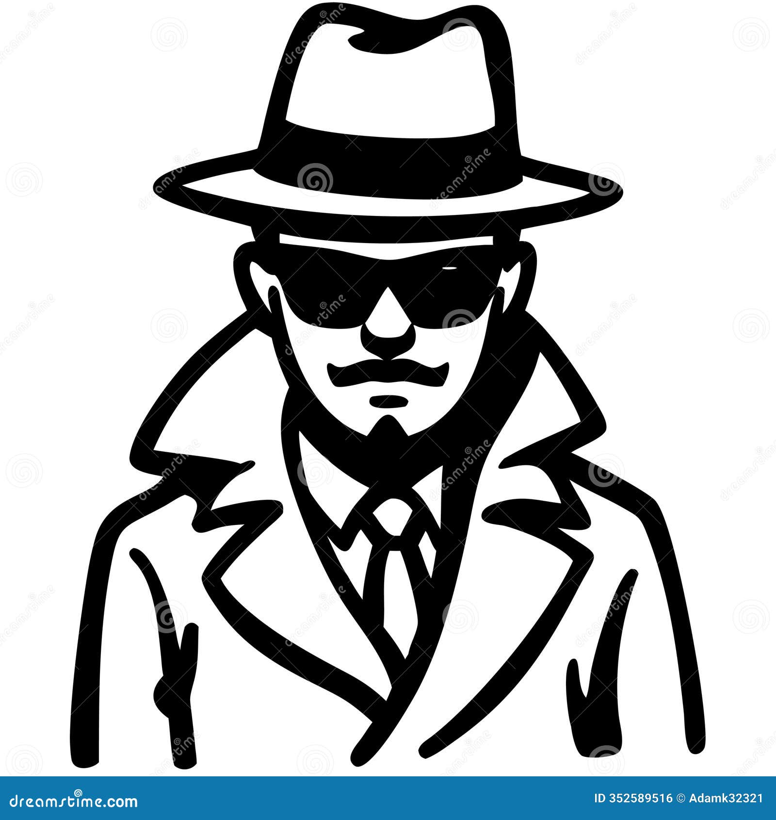 Mysterious Detective Silhouette Vector Illustration For Posters And ...