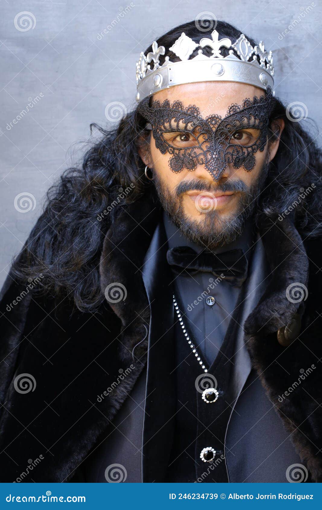 Mysterious Elegant Long Haired Man in Masquerade Stock Image - Image of ...