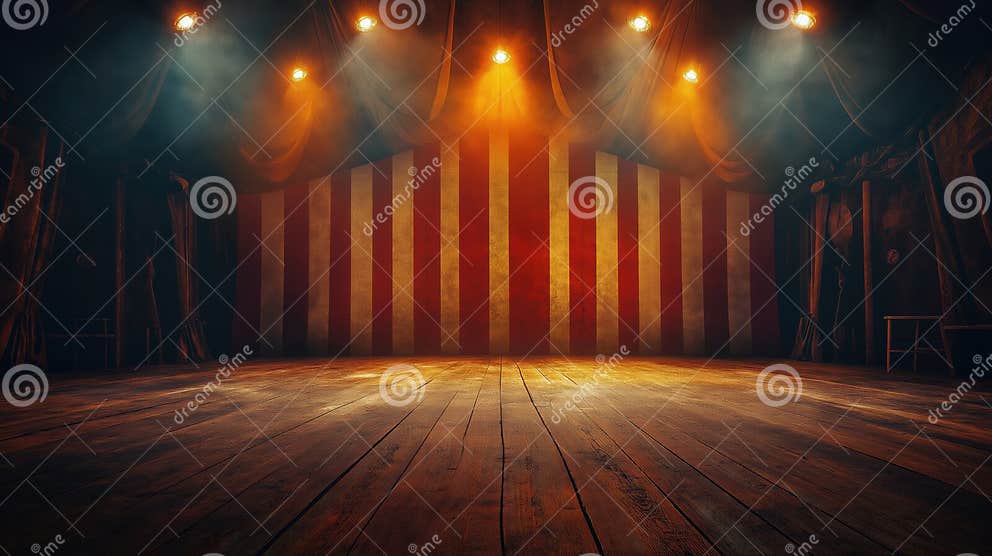 Mysterious Empty Circus Stage Illuminated by Warm Lights Stock Photo ...