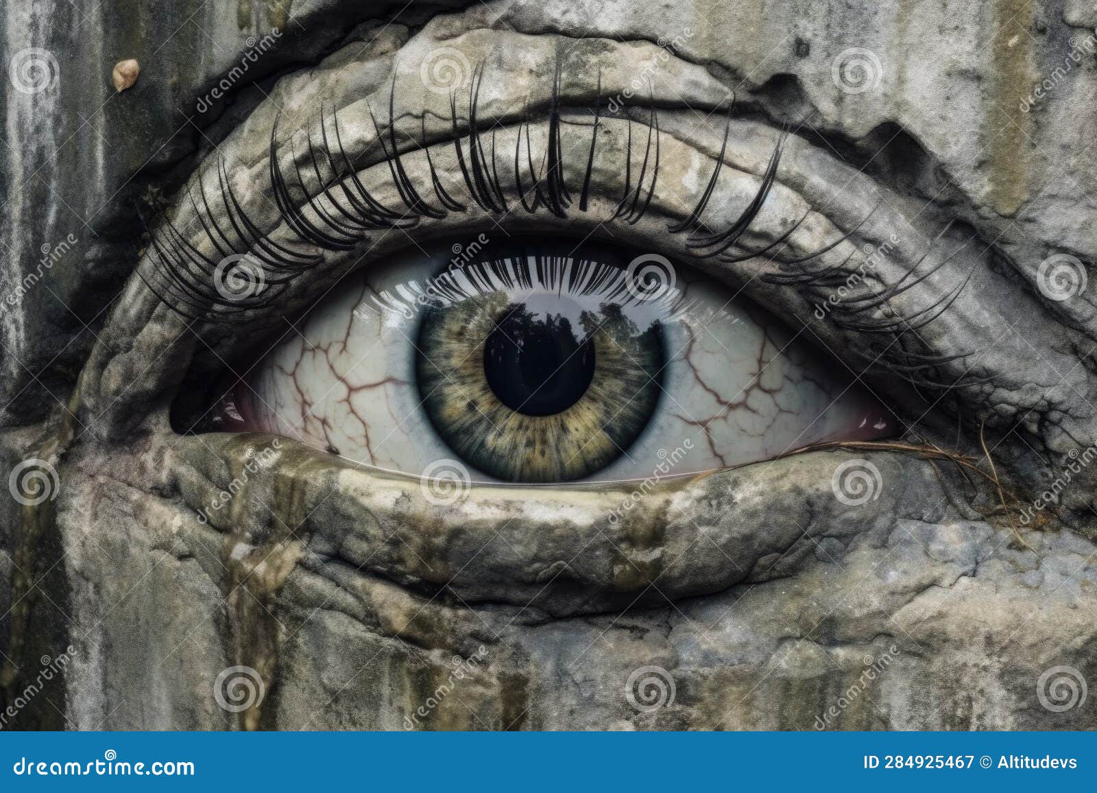 Mysterious Eye Carved into an Ancient Stone Stock Illustration ...