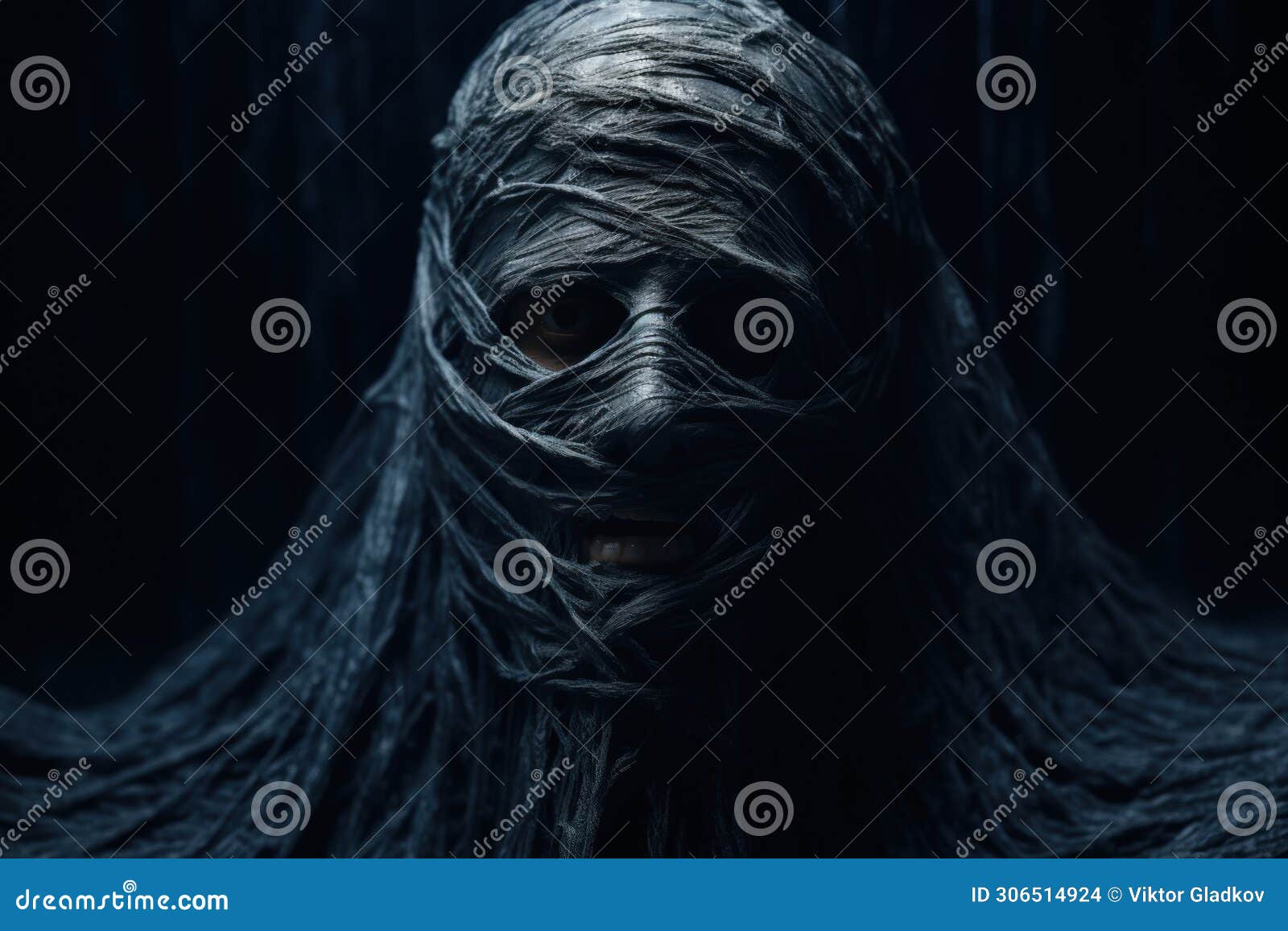 Mysterious Figure in Dark Textured Wrap of Threads. Generative AI Stock ...