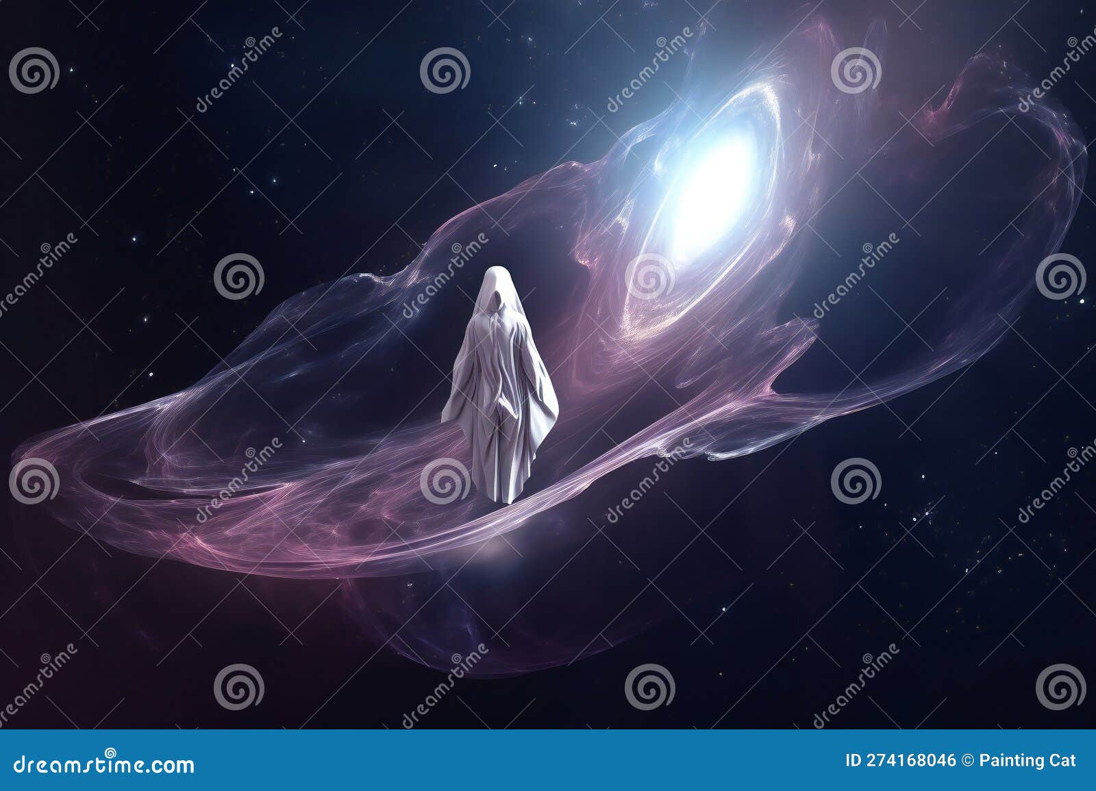 Mysterious Figure in Space, Computer Generated Abstract Background ...