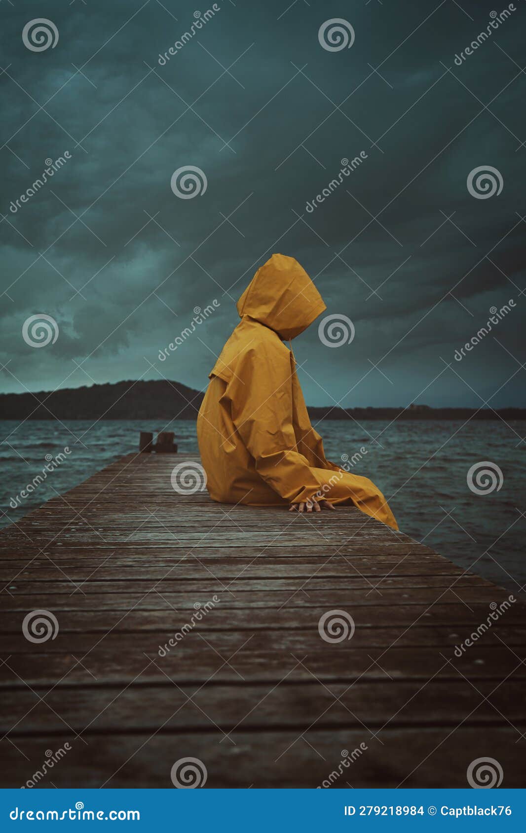 A Mysterious Figure Standing By A City Street Light On A Moody, Foggy ...