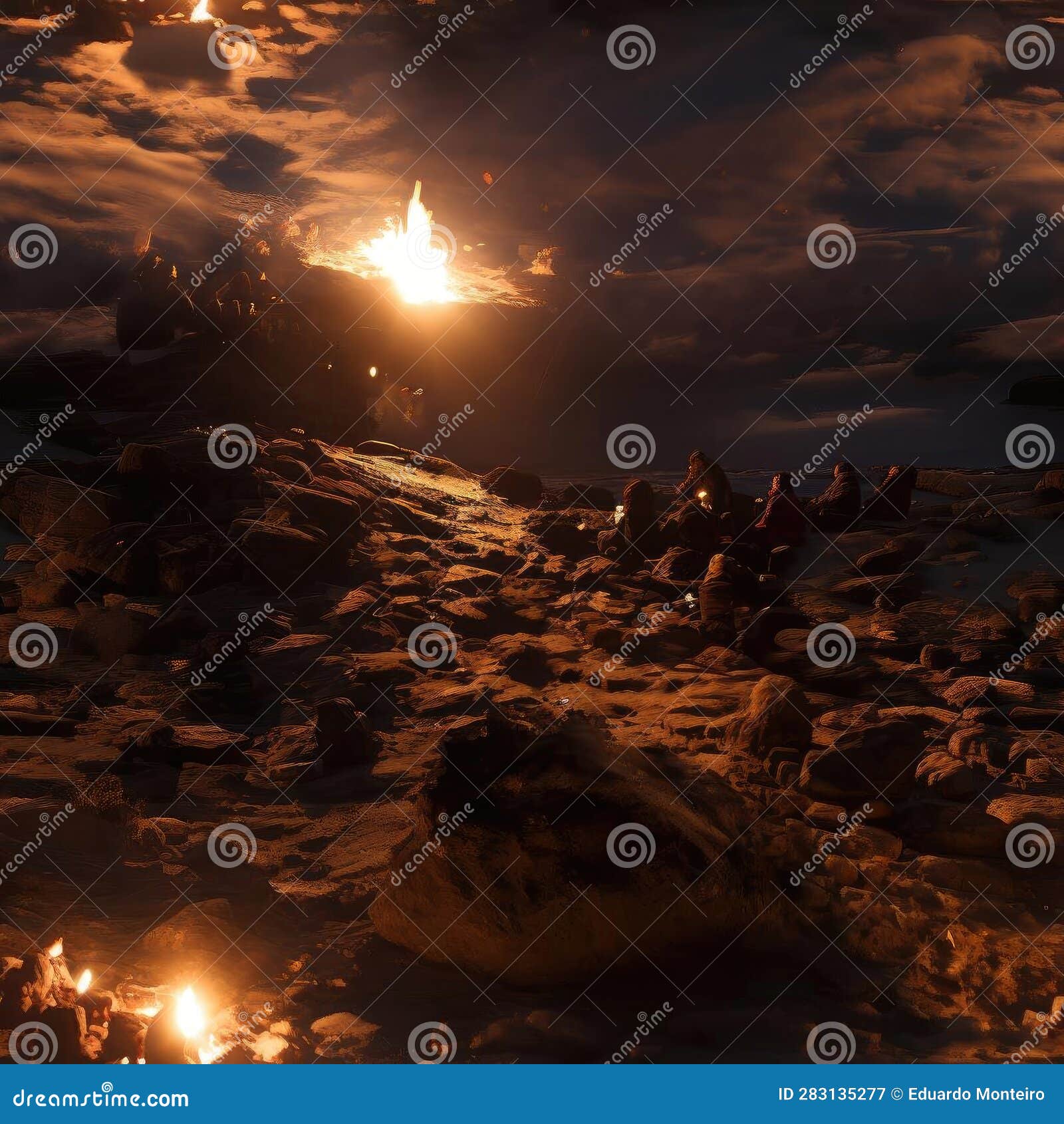 Mysterious Fire Scenes with Atmospheric Clouds and Contrasting Light ...