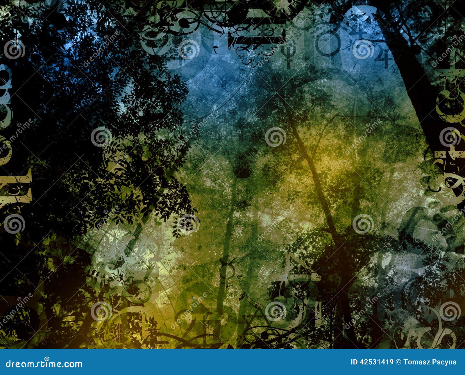 Mysterious Forest Magic Fantasy Background Stock Illustration ...