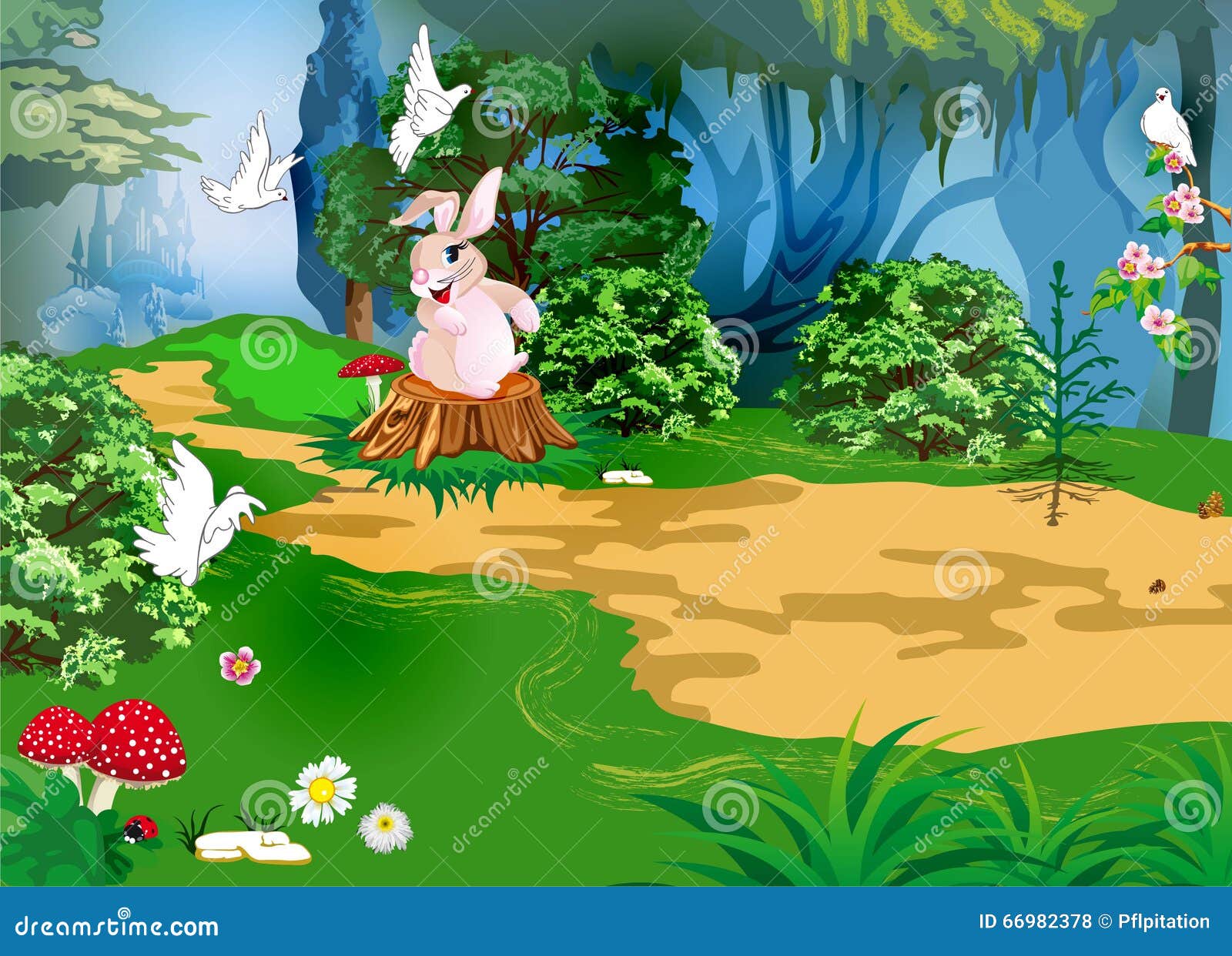 The Mysterious Forest - Scene Design Stock Vector - Illustration of ...