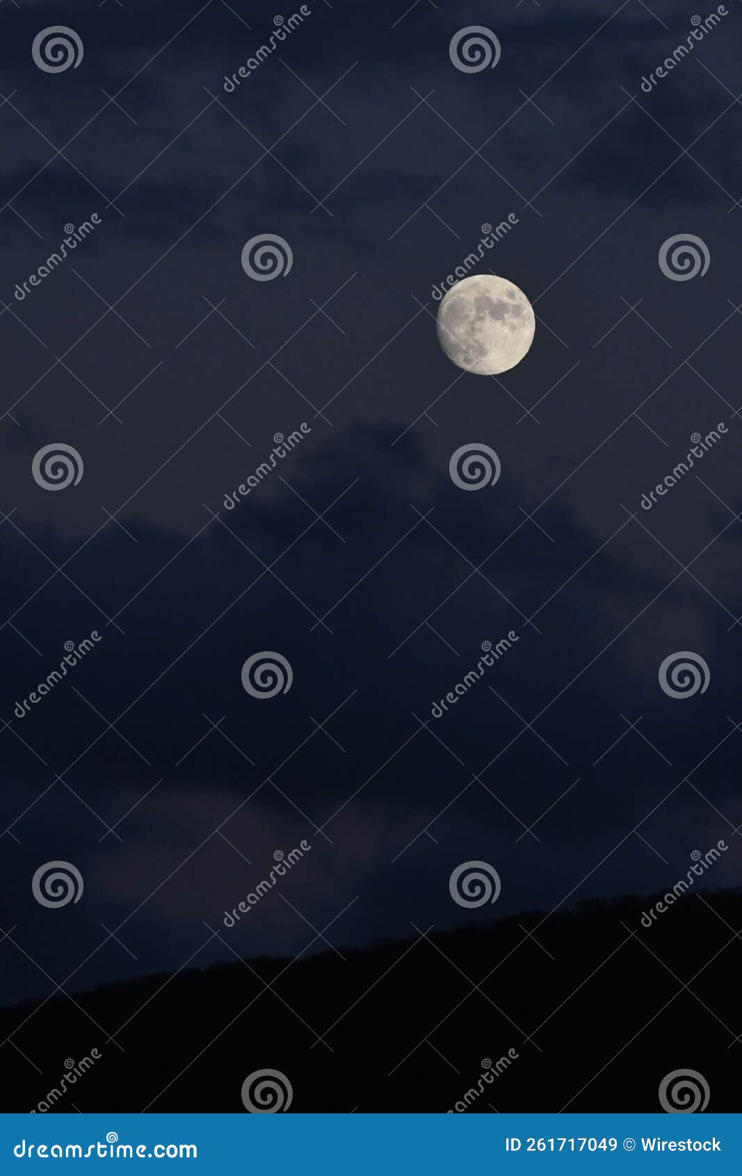 Mysterious Full Moon in the Dark Night Sky, in a Vertical Shot Stock ...