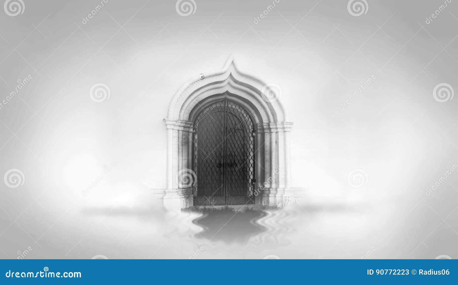 Mysterious Gate and Water Surface Stock Image - Image of architecture ...