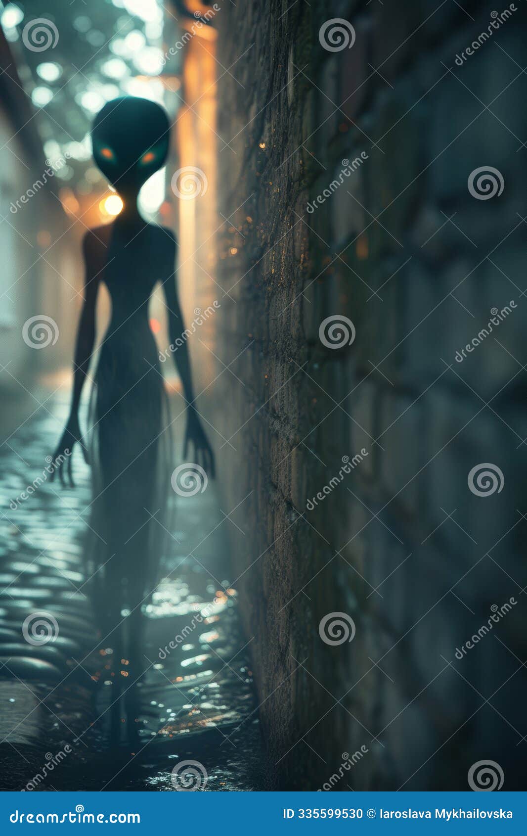 Mysterious Ghost with Glowing Eyes in an Abandoned Building Stock ...