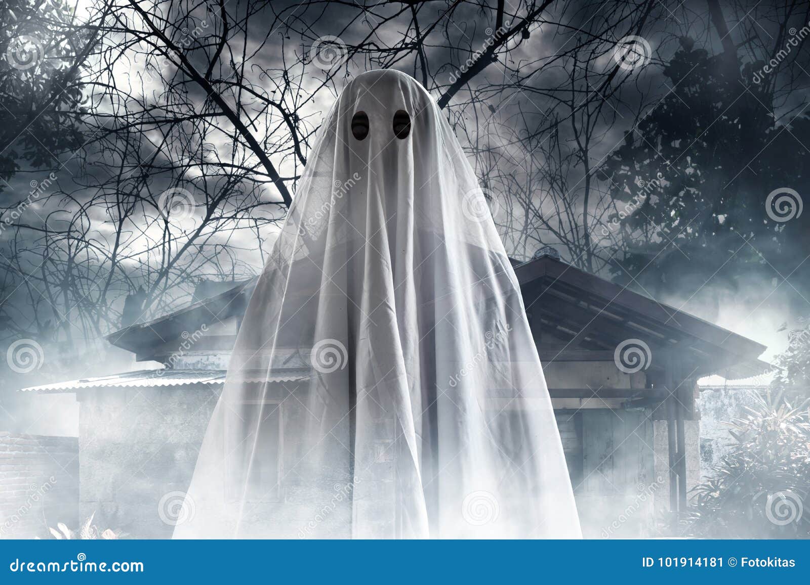 Mysterious Ghost on Haunted House Stock Image - Image of ghostly, cruel ...
