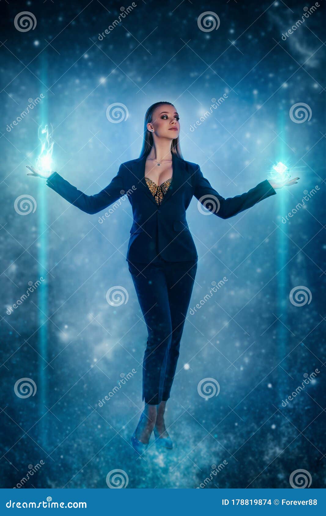 Mysterious Girl is in the Blue Light. Art Photo Stock Photo - Image of ...