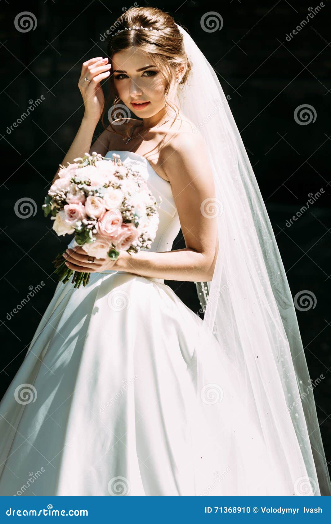 Mysterious Glance of the Young Nice Bride Stock Photo - Image of hairdo ...