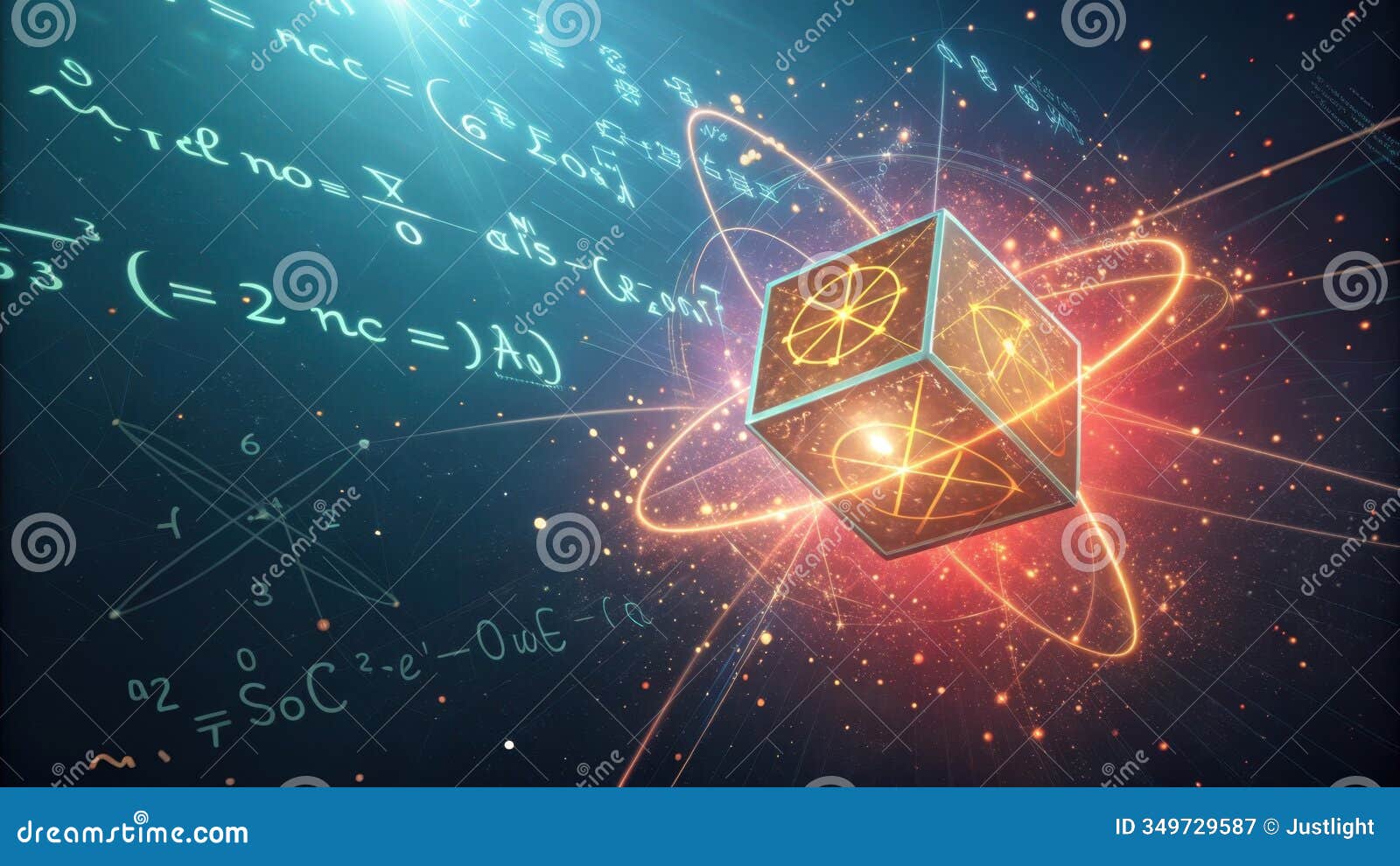 Mysterious Glowing Cube Floating among Mathematical Formulas and ...
