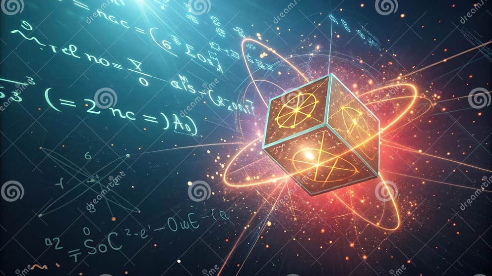 Mysterious Glowing Cube Floating among Mathematical Formulas and ...