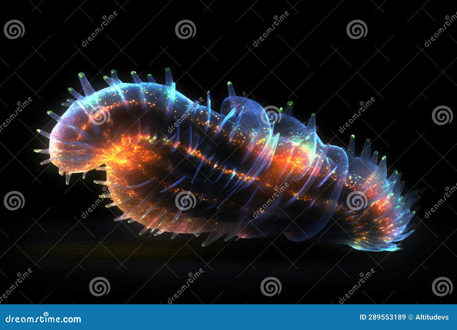 Mysterious Glowing Deep Sea Worm in Motion Stock Image - Image of ...