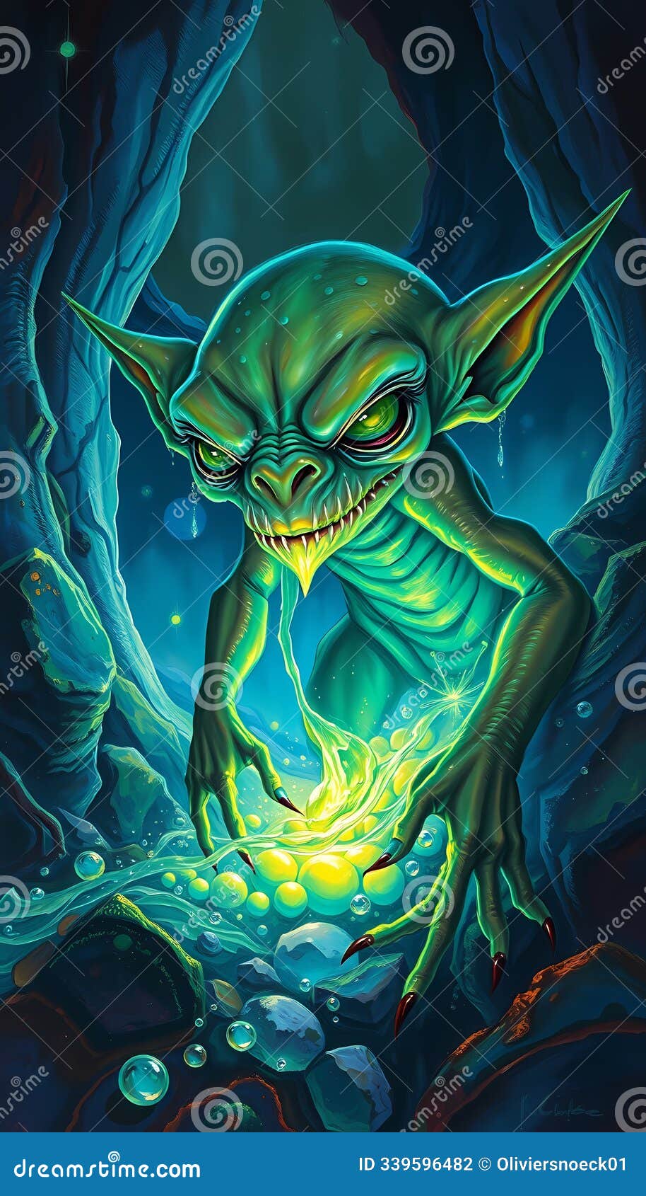 A Mysterious Goblin Creature Stock Illustration - Illustration of mural ...