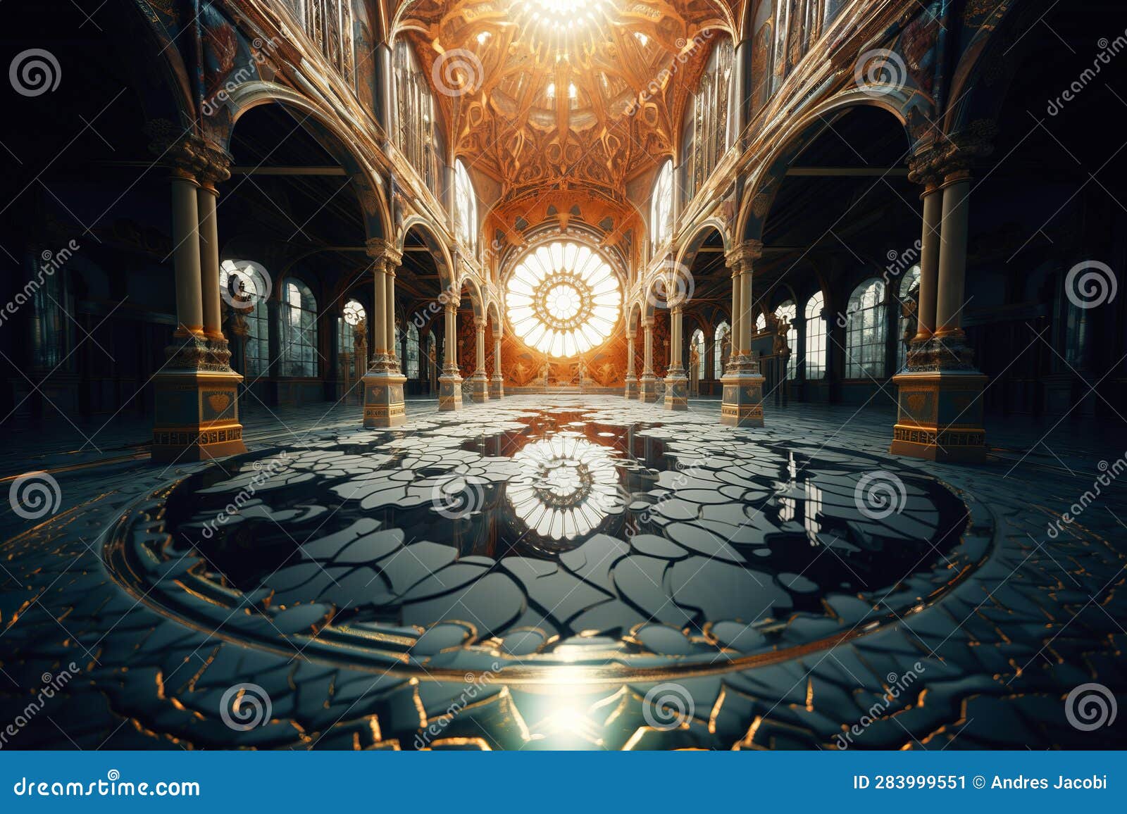 Mysterious Gothic Palace from the Inside Stock Illustration ...