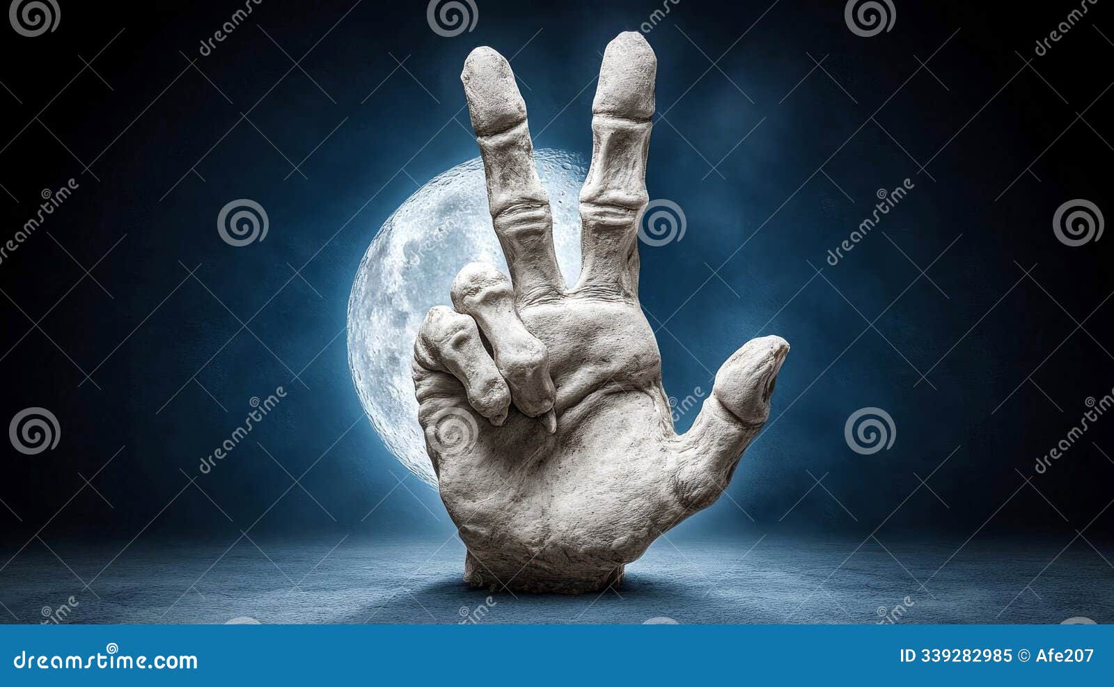 Mysterious Graveyard Hand Under Full Moonlight Stock Illustration ...