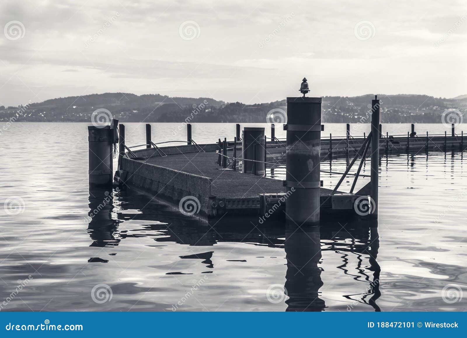 Mysterious Grayscale Shot of a Sea Dock Standing in Water Stock Image ...