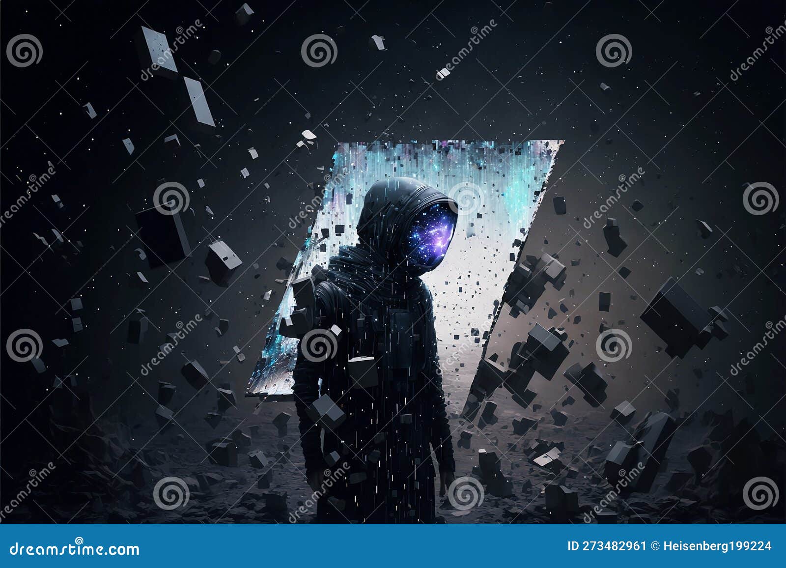 Mysterious Hacker Guy Standing Inside Digital Mind Stock Illustration ...