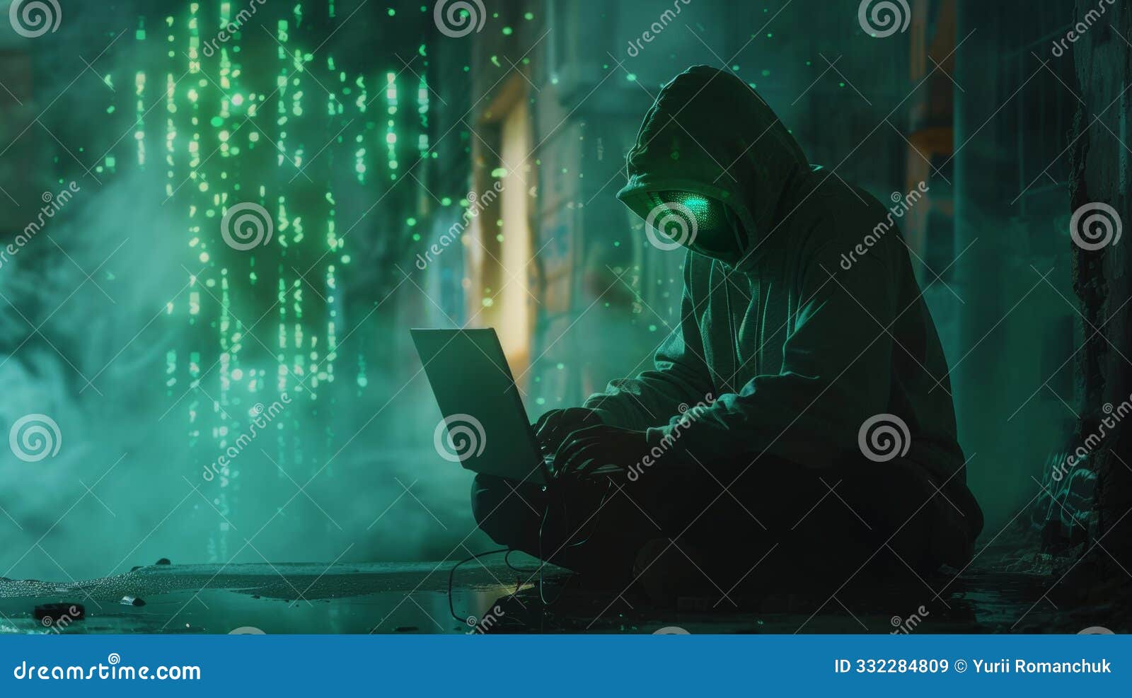 Mysterious Hacker At Work Capturing The Essence Of Cybersecurity And Coding In A Dark Atmosphere