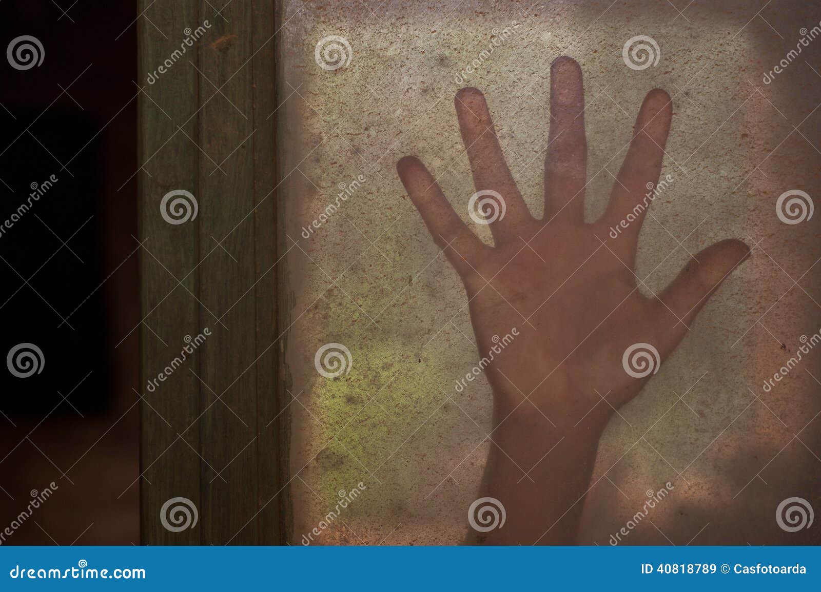 Mysterious Hand on a Window Stock Image - Image of mysterious, female ...