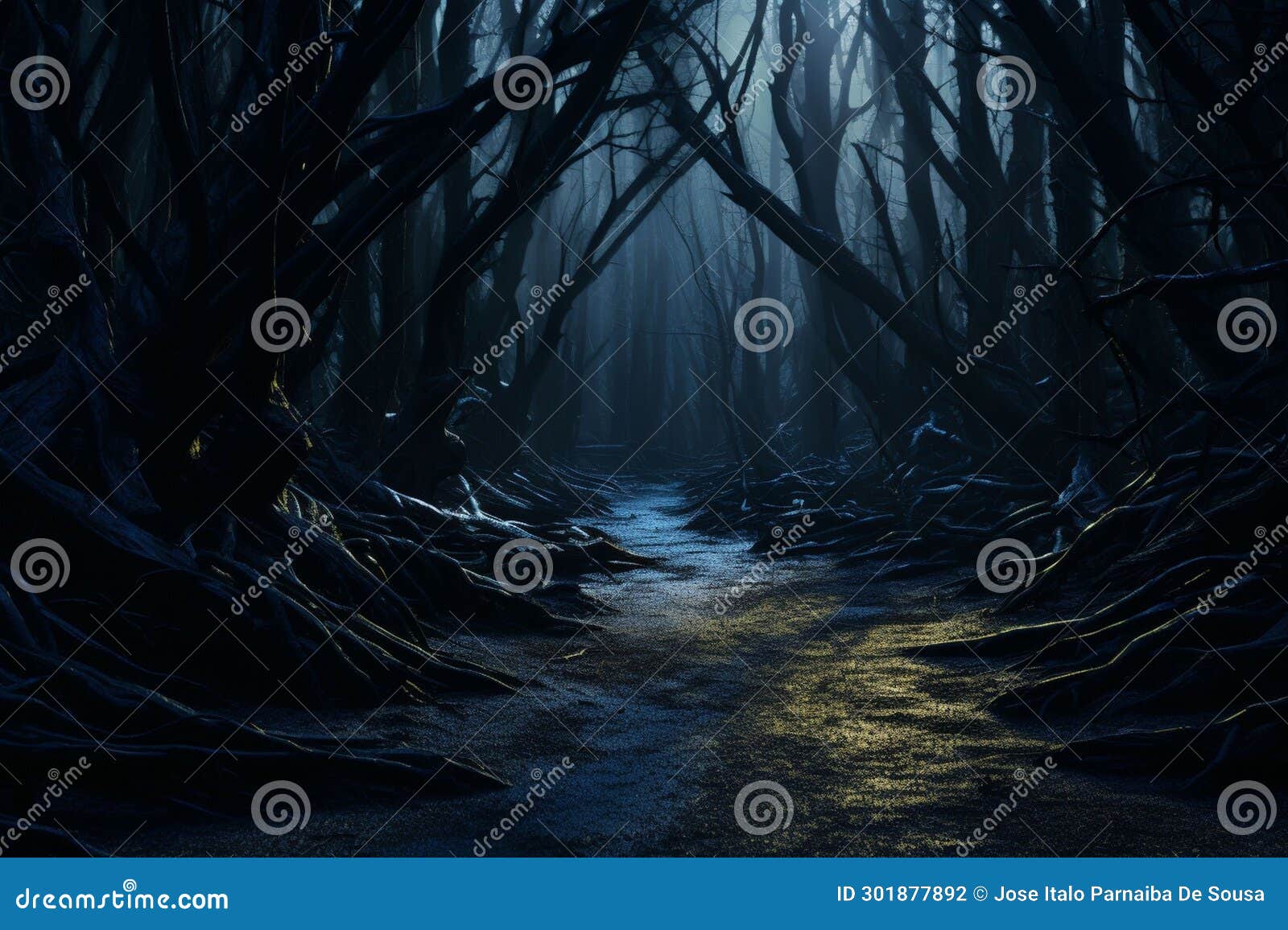 Mysterious Haunted Forest Path a Mysterious Path Stock Illustration ...