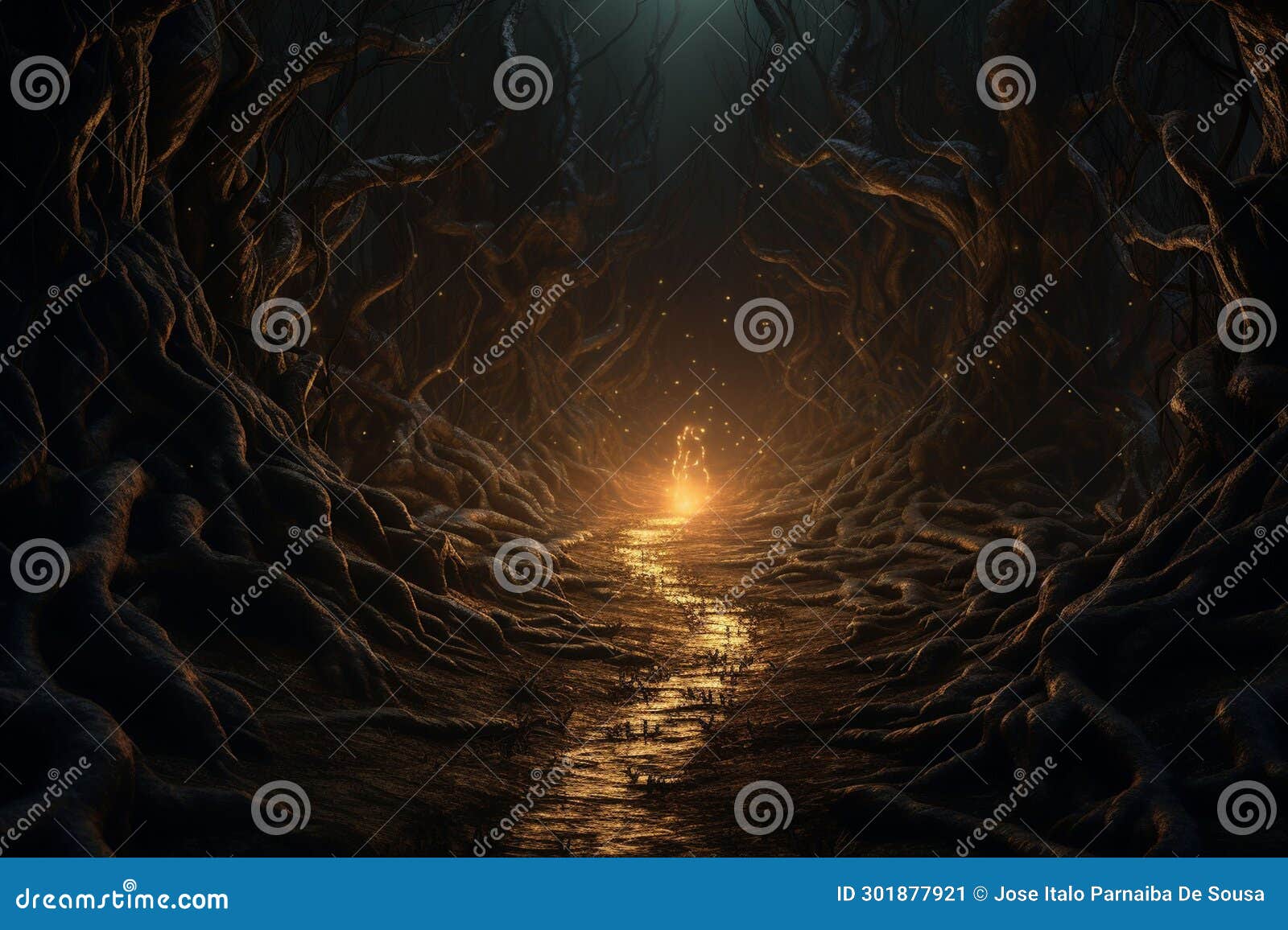 Mysterious Haunted Forest Path a Mysterious Path Stock Illustration ...