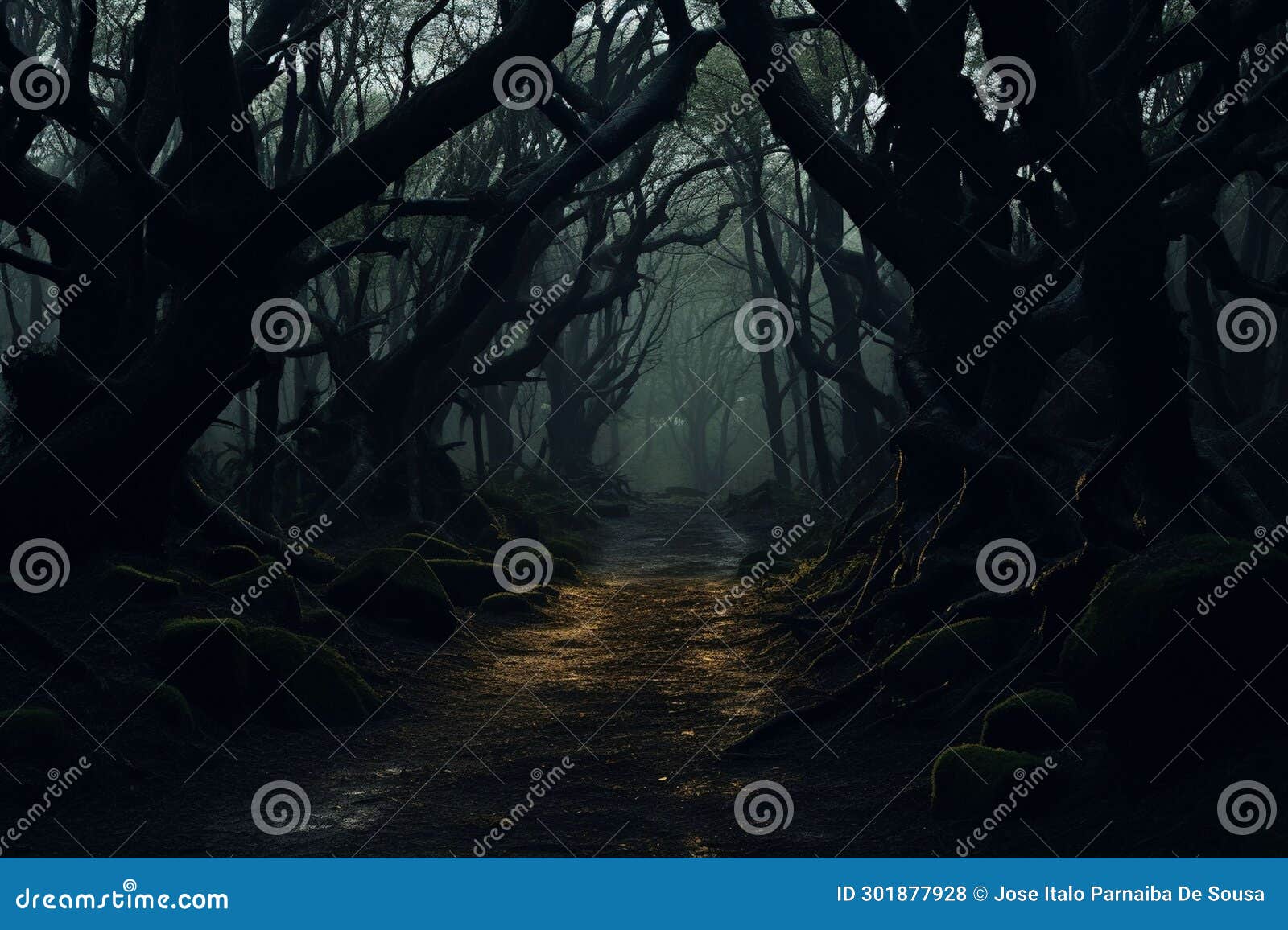 Mysterious Haunted Forest Path a Mysterious Path Stock Illustration ...