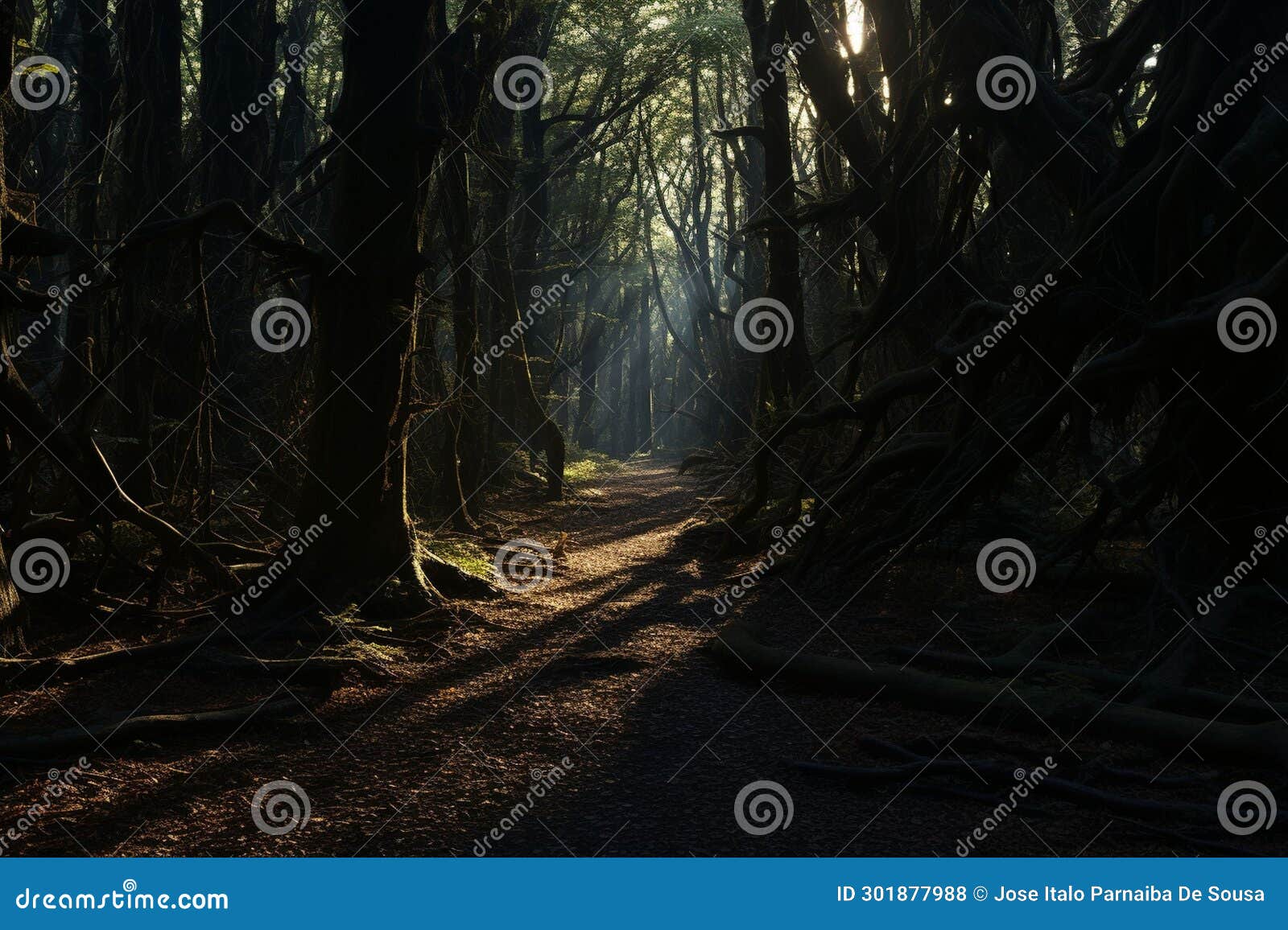 Mysterious Haunted Forest Path Shadows Shadows Stock Illustration ...