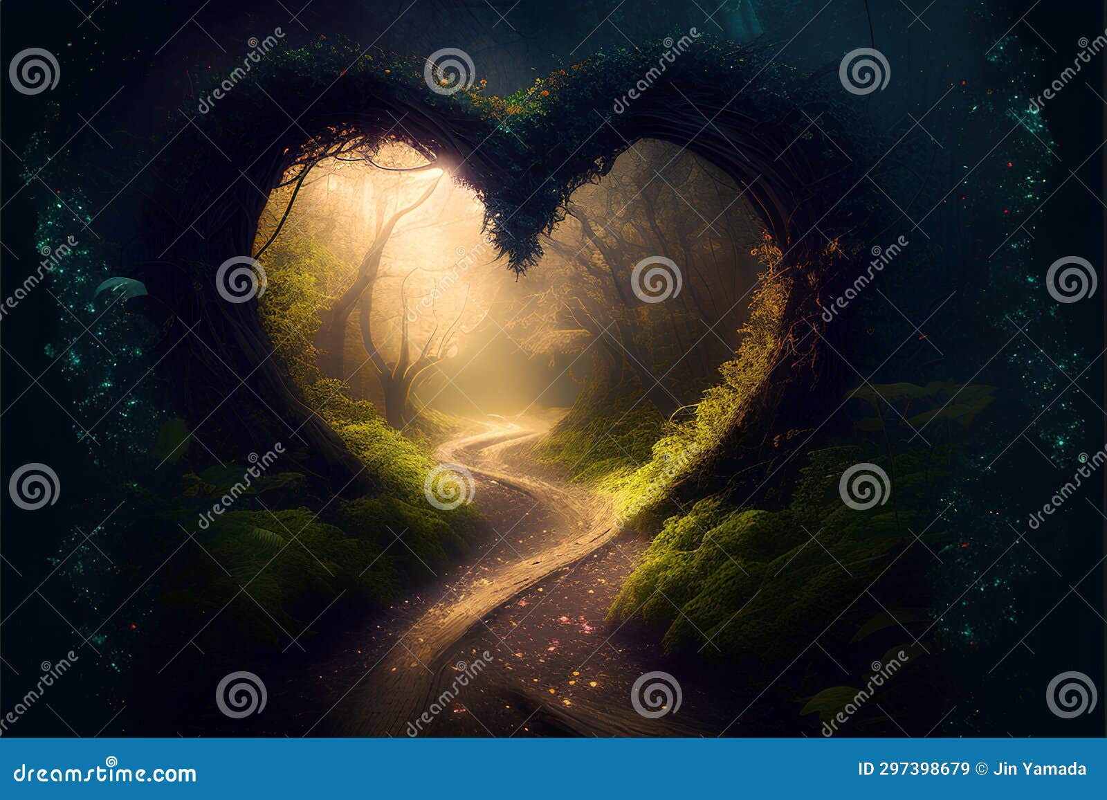 Mysterious Heart Shaped Tree in the Forest. Halloween Background Stock ...