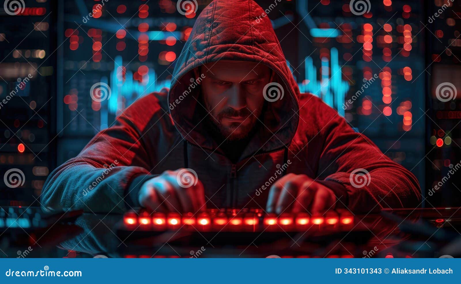 A Mysterious Hooded Computer Hacker is Sitting at His Laptop. the ...