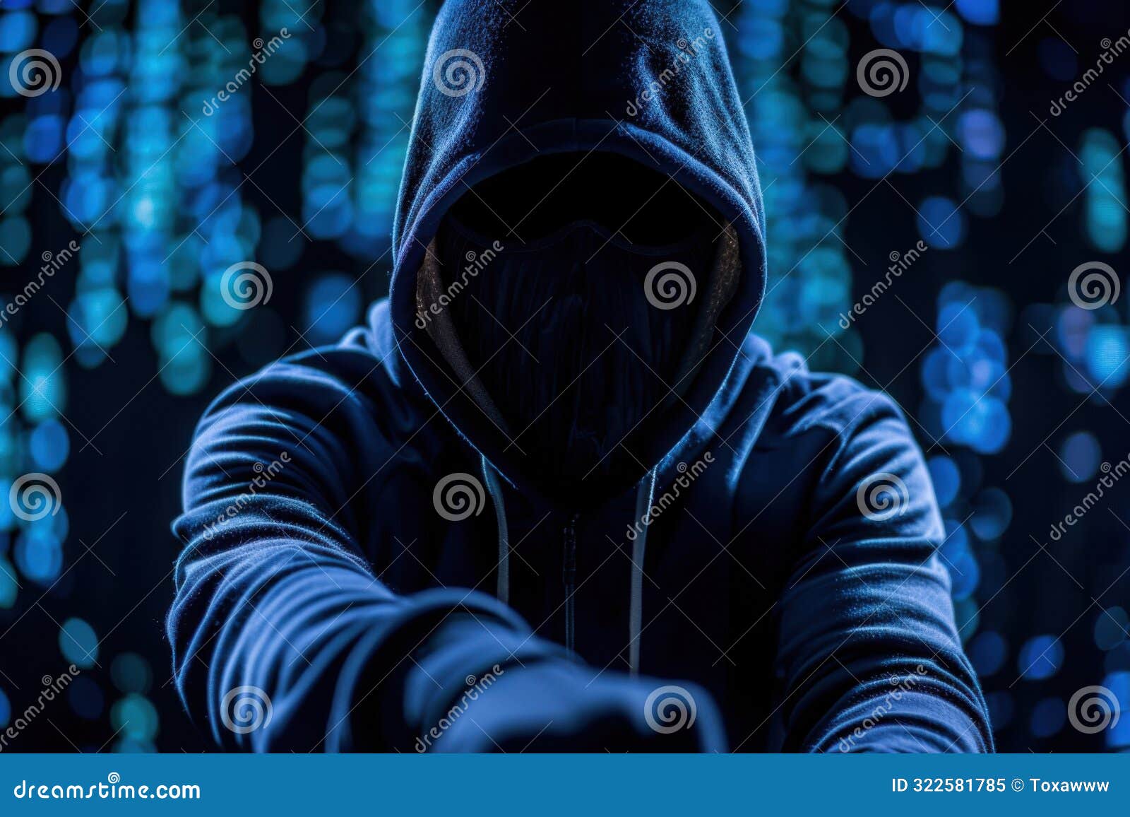 Hooded Hacker Girl Is Thinking About The Problem Of Hacking Or Malware ...