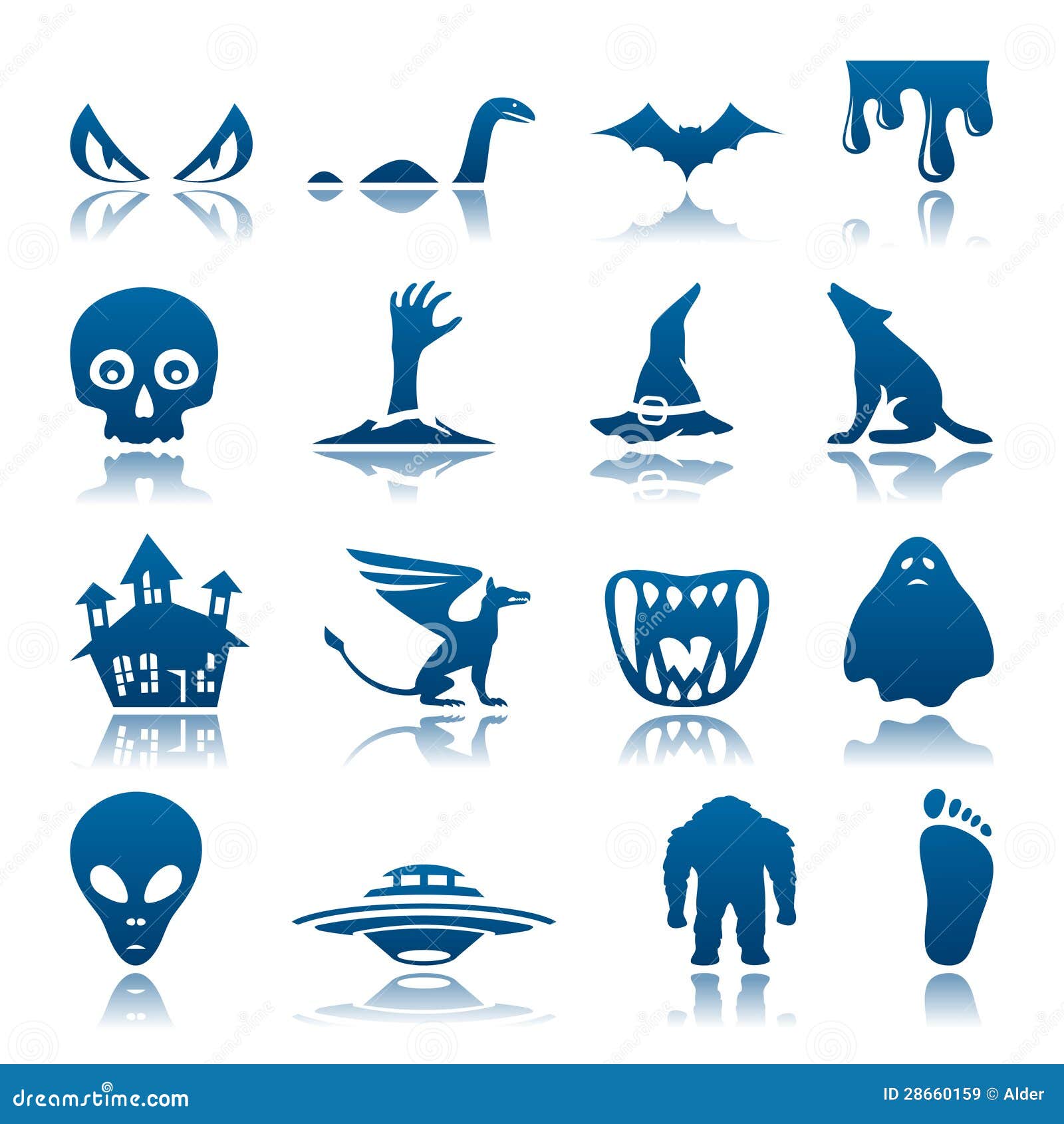 Mysterious and Horror Icon Set Stock Vector - Illustration of evil ...