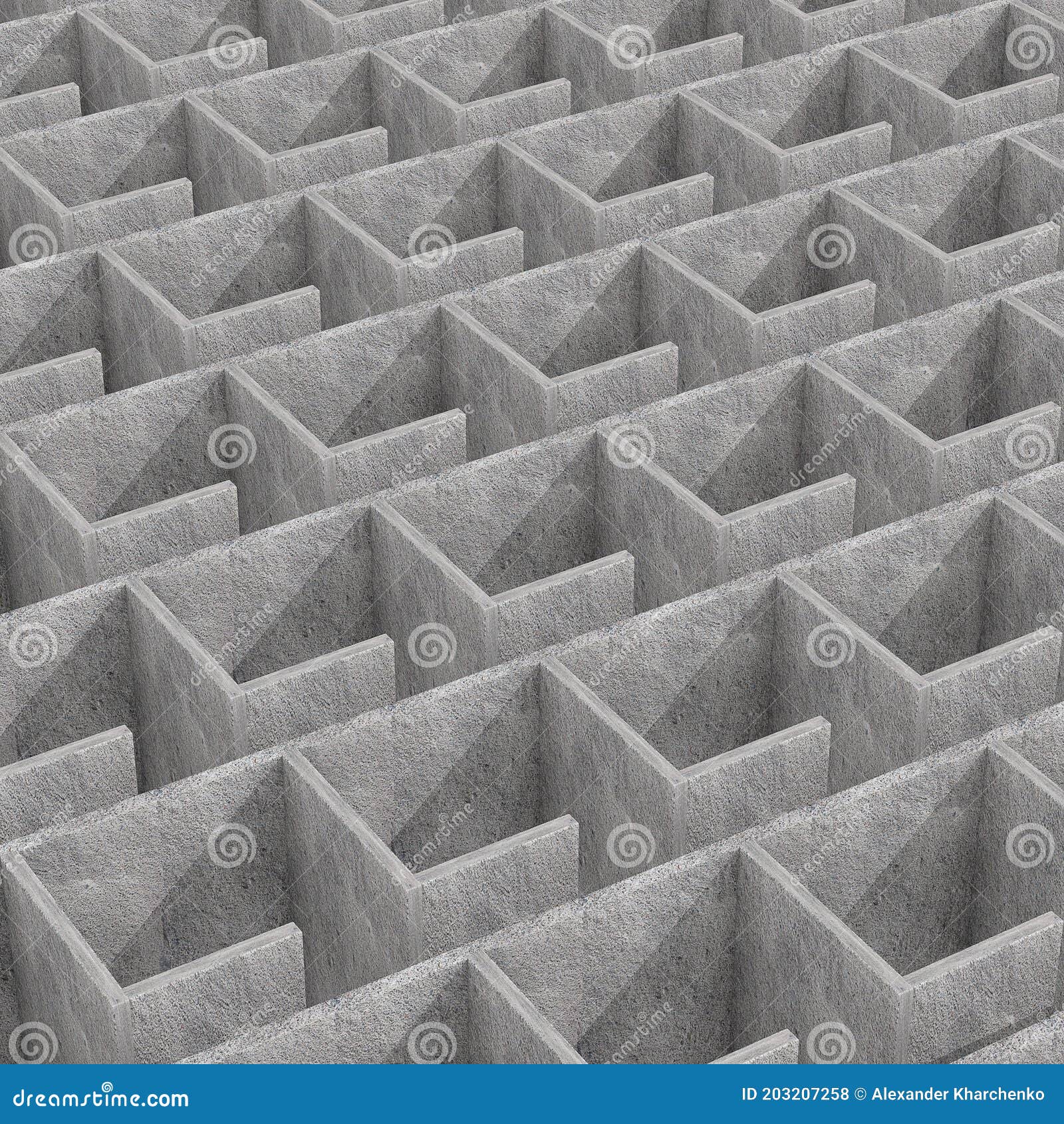 Mysterious Infinite Concrete Maze Labyrinth Structure. 3d Rendering ...