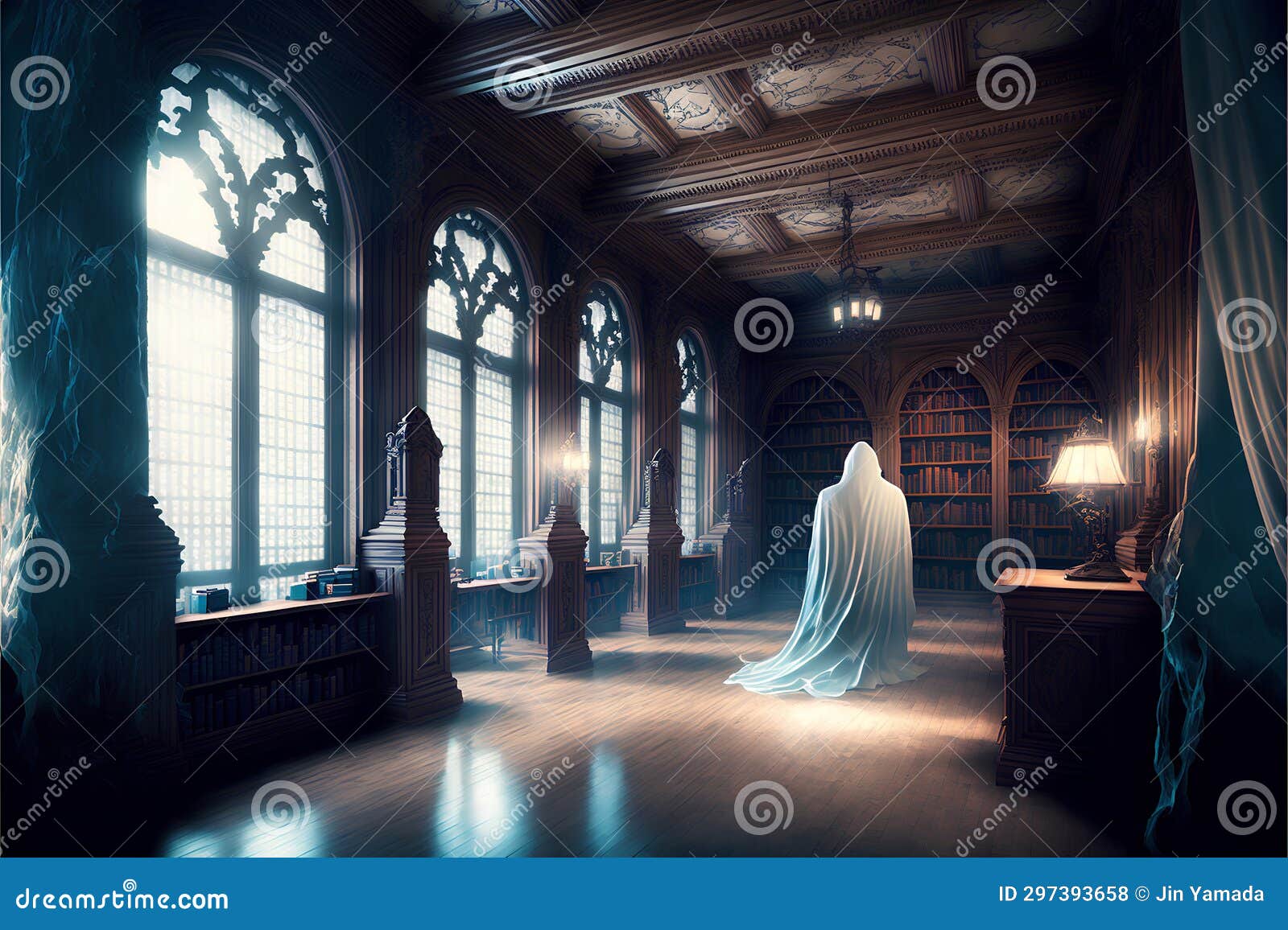 Mysterious Interior Of The Old Cathedral Royalty-Free Illustration ...