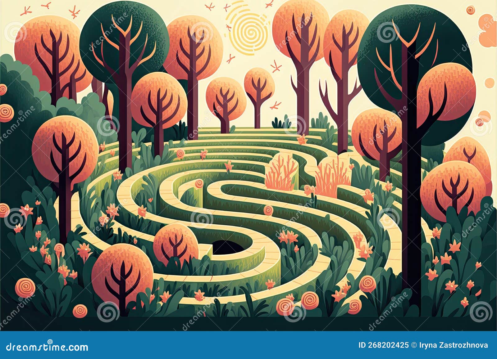 Mysterious Labyrinth in the Forest. Illustration Made with Generative ... Mysterious Labyrinth in the Forest. Illustration Made with Generative ...