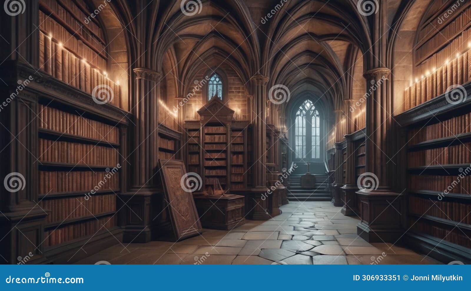 A Mysterious Library in the Dungeon of a Castle, Where Books on Magic ...