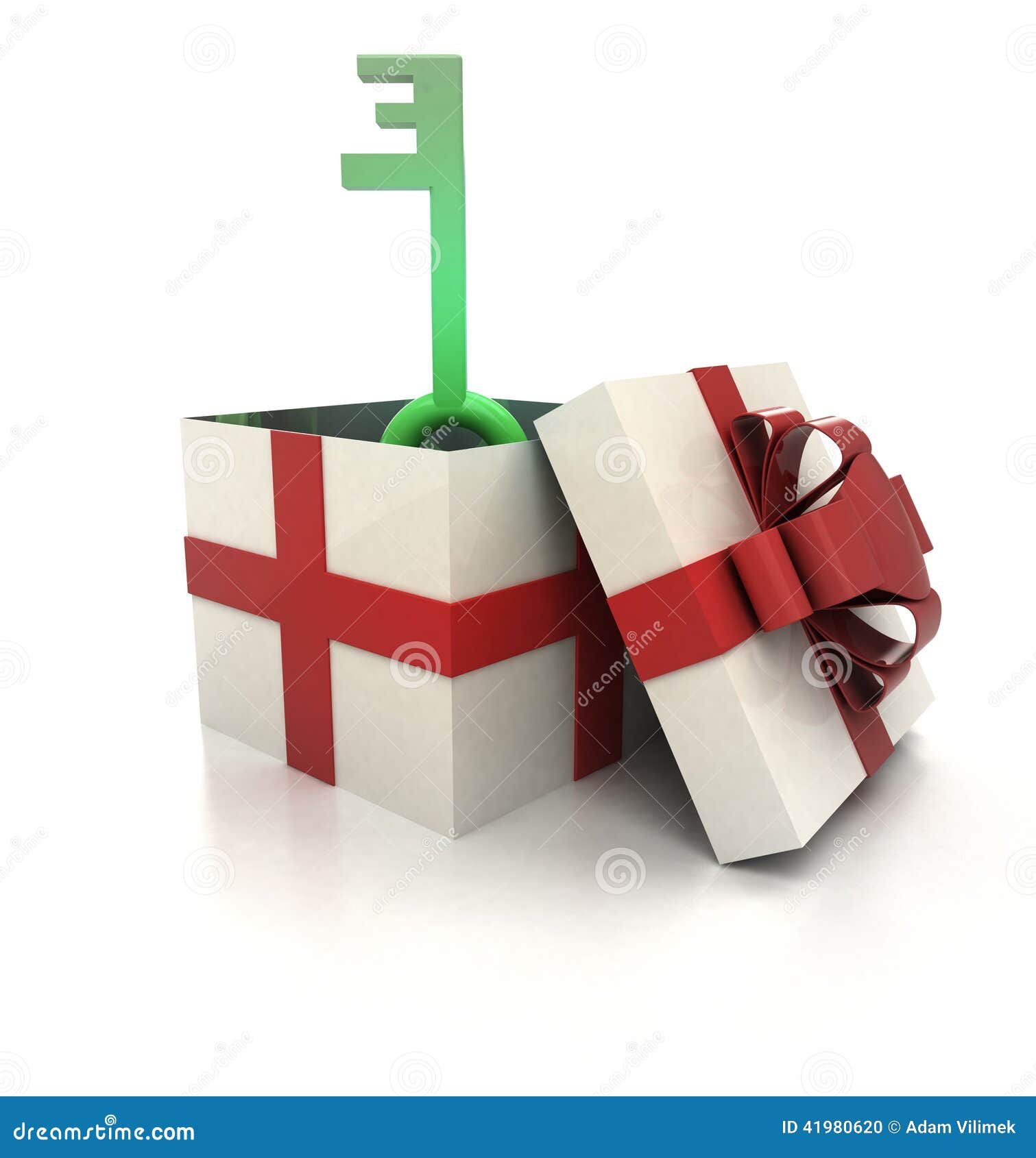 Mysterious Magic Gift with Green Key Inside Render Stock Illustration ...